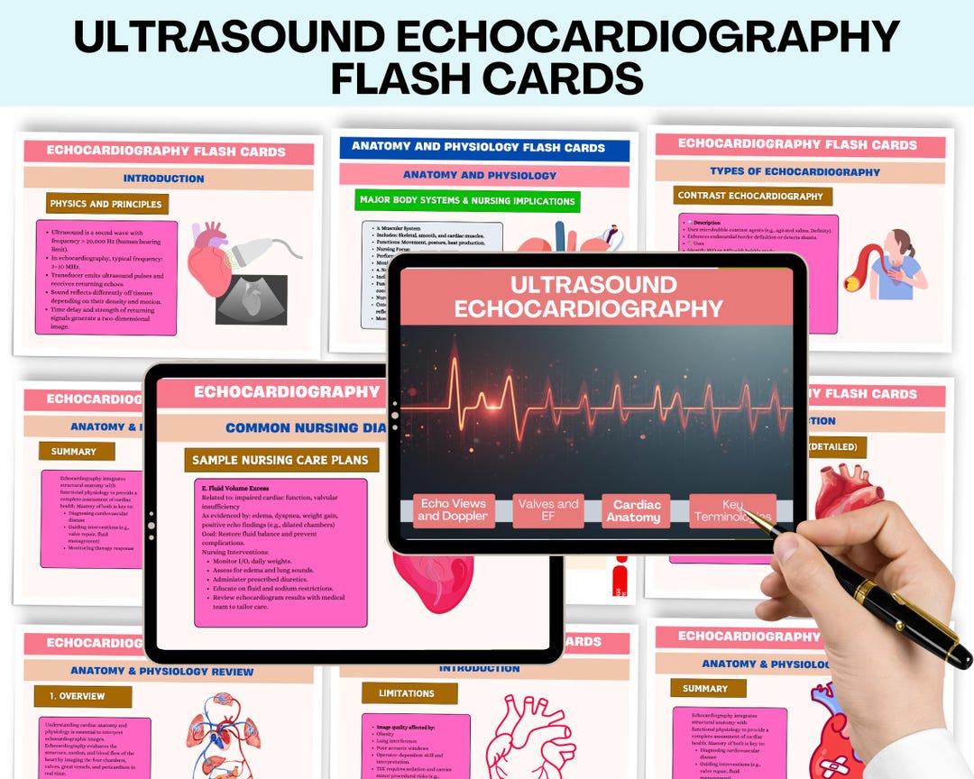 Ultrasound Echocardiography Flash Cards | Cardiac Echo Study Guide ...