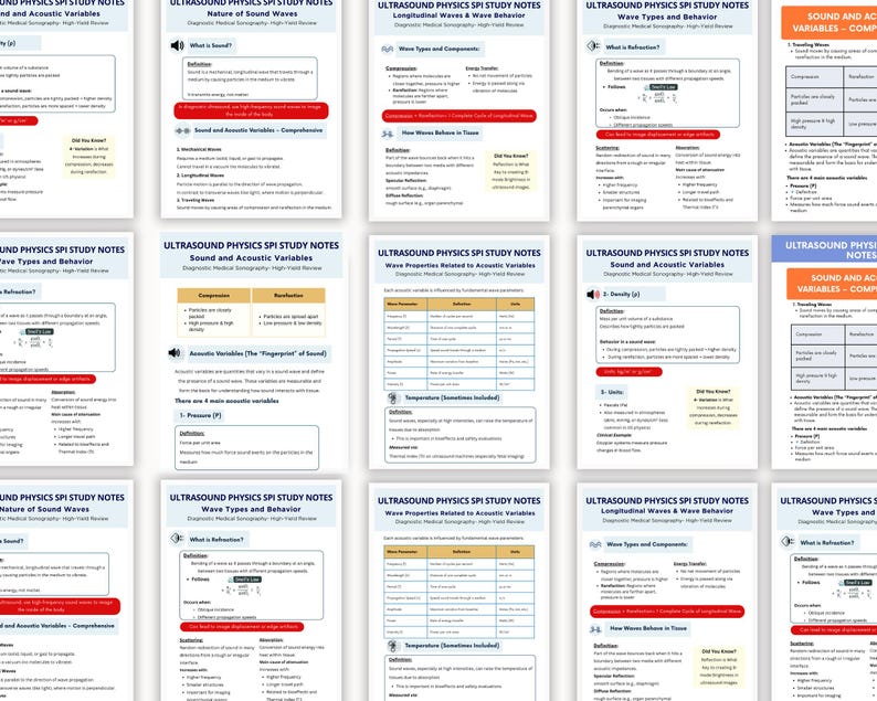 Ultrasound Physics SPI Exam Study Guide: Sonography Review Notes - Etsy