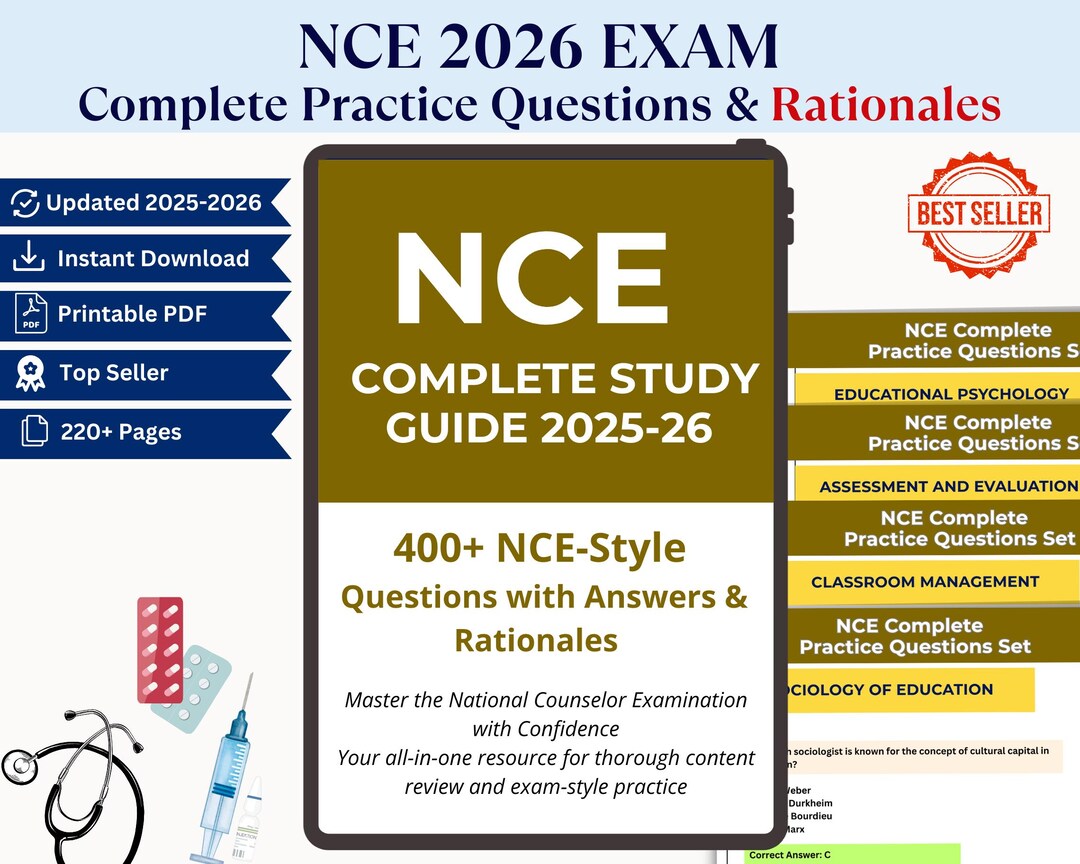 NCE 2026 Exam Study Guide | 400+ Practice Questions (digital Download ...