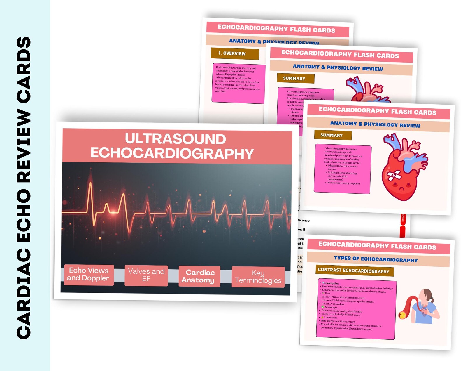 Ultrasound Echocardiography Flash Cards | Cardiac Echo Study Guide ...