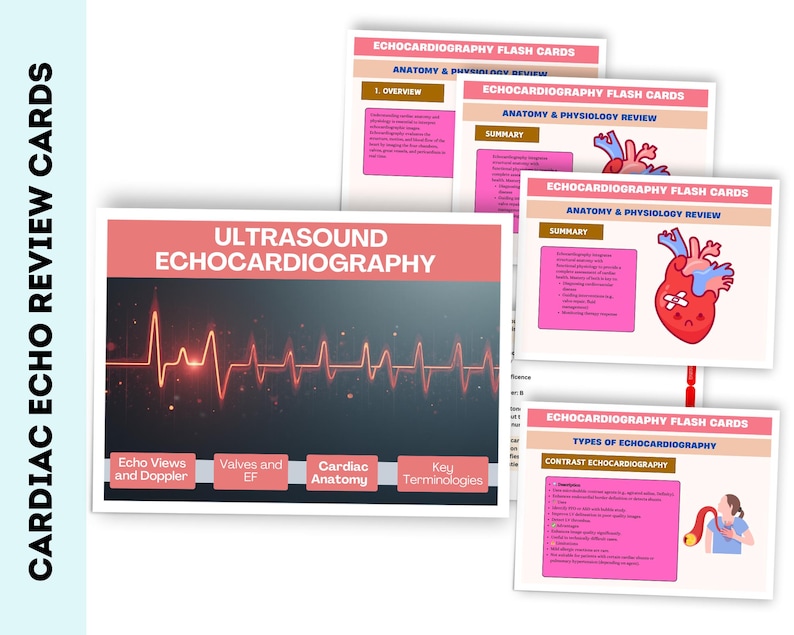 Ultrasound Echocardiography Flash Cards | Cardiac Echo Study Guide ...