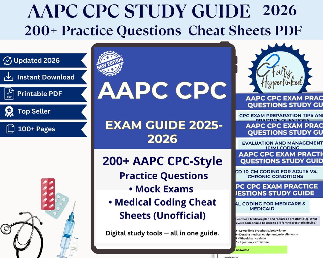 AAPC CPC Exam Study Guide 2026 | 200 Practice Questions, Medical Coding ...