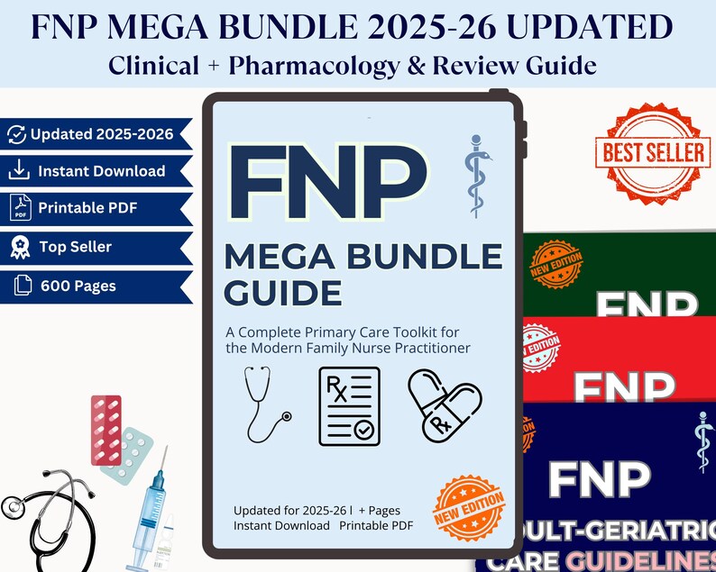 FNP Study Bundle: Pharmacology, Pediatrics, Clinical Cheat Sheets (2025 ...