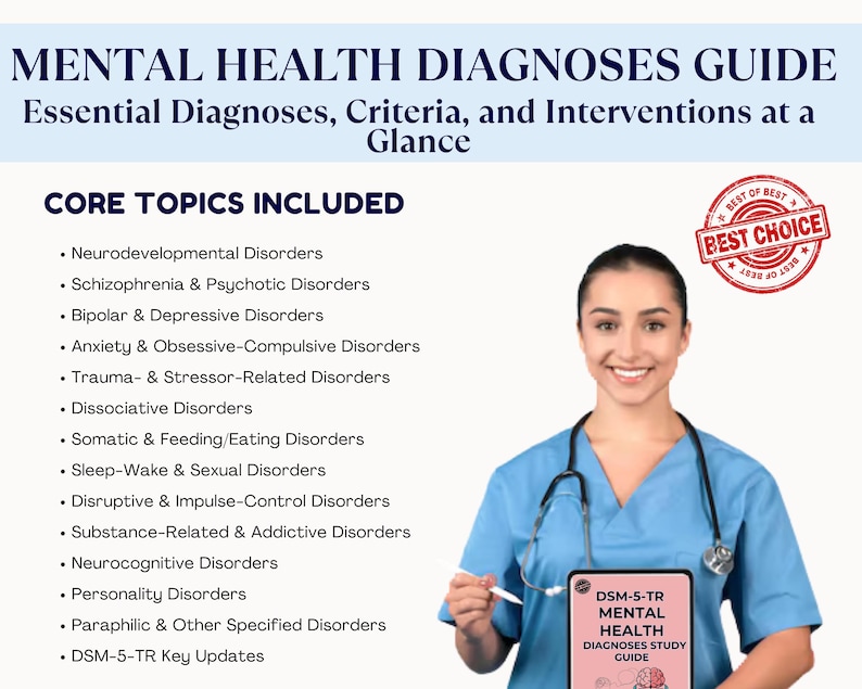 DSM-5-TR Mental Health Diagnoses Guide, Cheat Sheets (PDF) - Etsy