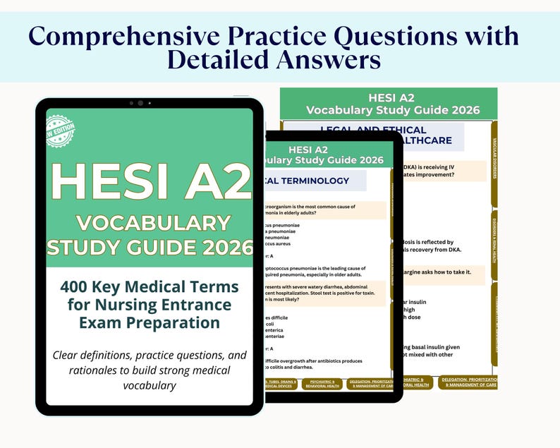 HESI A2 Vocabulary Study Guide 2026 | 400 Key Medical Terms With ...