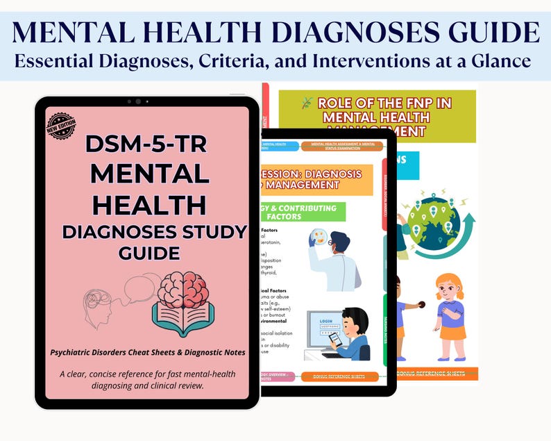 DSM-5-TR Mental Health Diagnoses Guide, Psychiatric Disorder Cheat ...