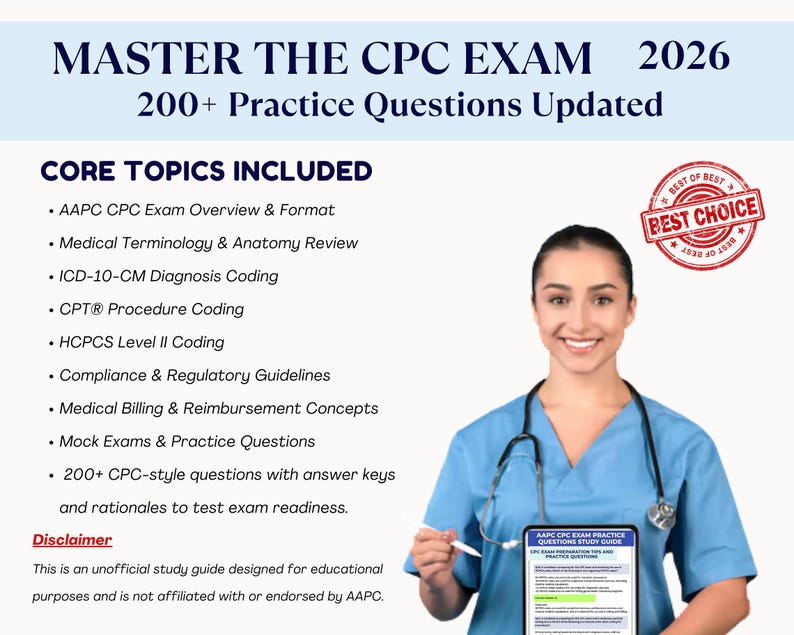 AAPC CPC Exam Study Guide 2026 | 200 Practice Questions, Medical Coding ...