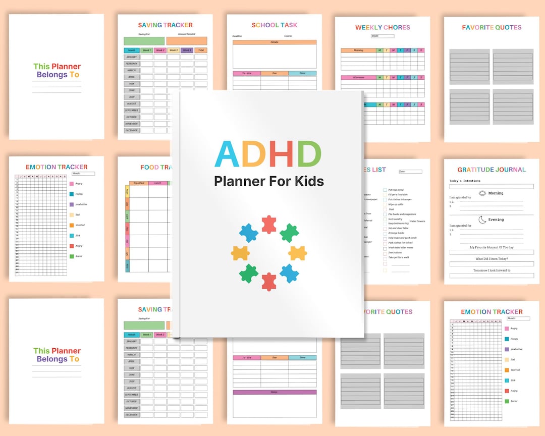 Editable ADHD Planner for Kids | Canva Template | Focus, Routine ...
