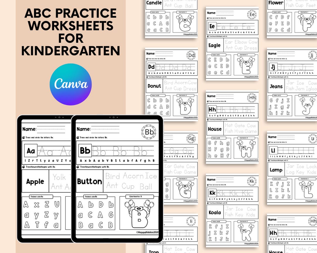 ABC Practice Worksheets for Kindergarten | Alphabet Tracing Printables ...