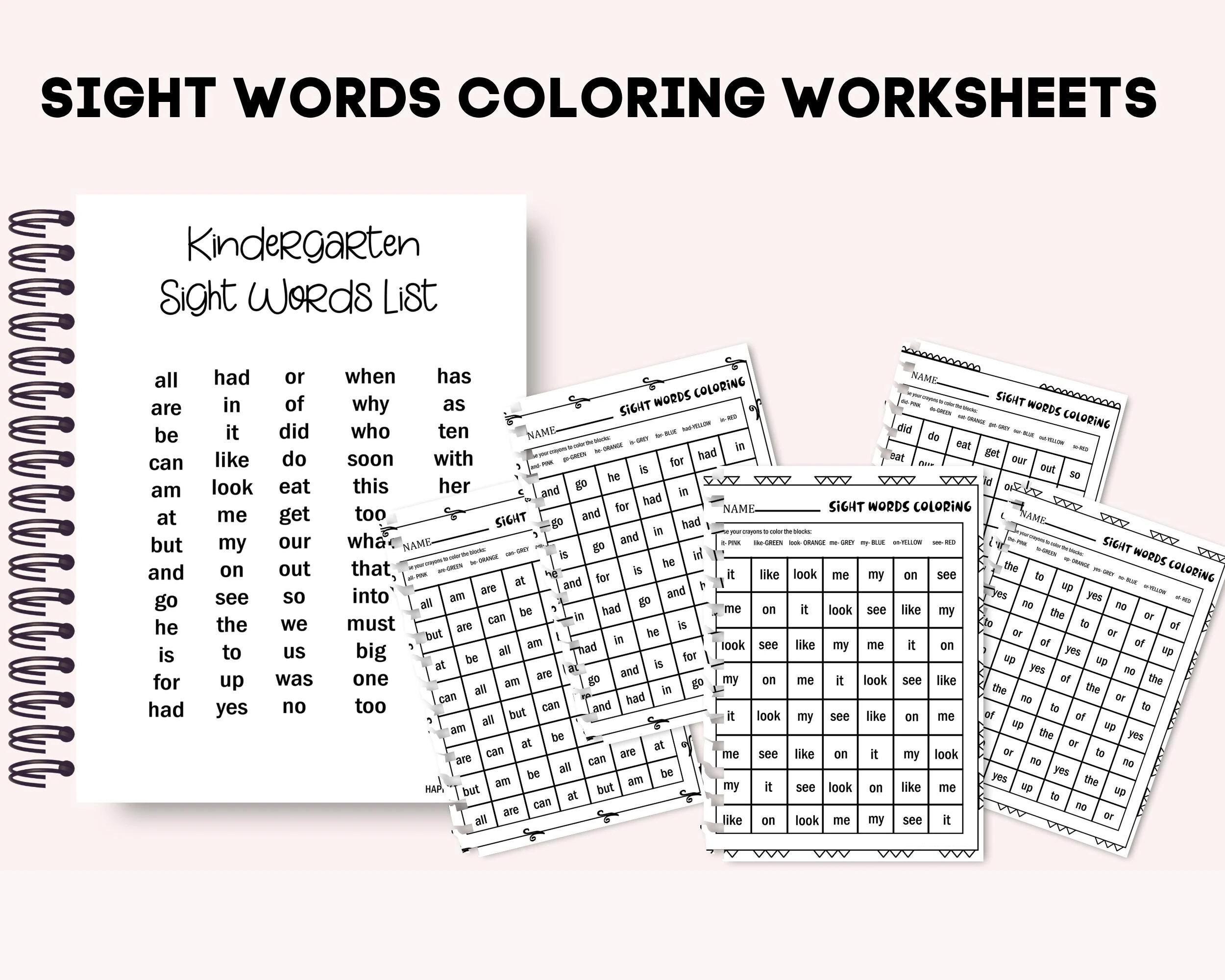 Sight Words Coloring Worksheets | Kindergarten & Preschool Learning ...