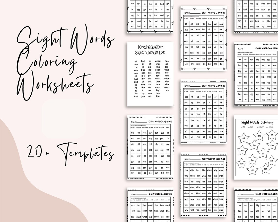 Sight Words Coloring Worksheets | Kindergarten & Preschool Learning ...