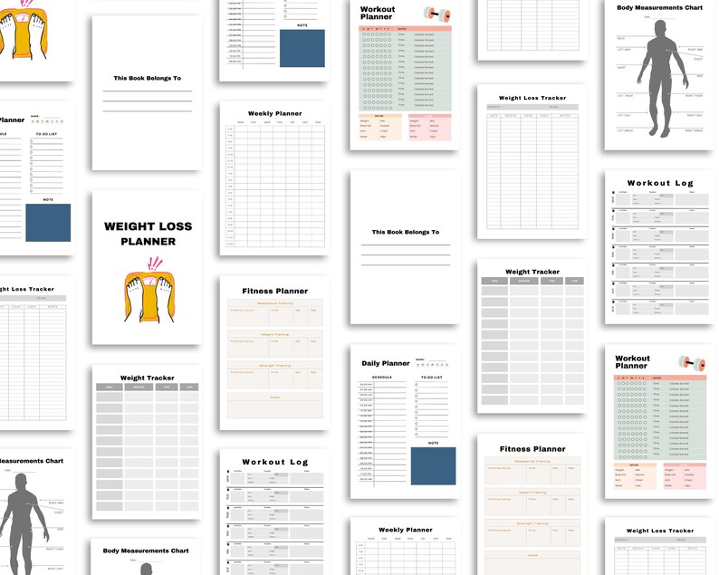 Editable Weight Loss Planner Canva Template | Fitness & Nutrition ...