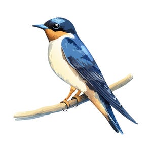 Swallow Bird Clipart: Folk Art Watercolor Illustrations (SVG, PNG, JPG ...