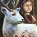 Girl With White Deer Open Edition Print - Etsy