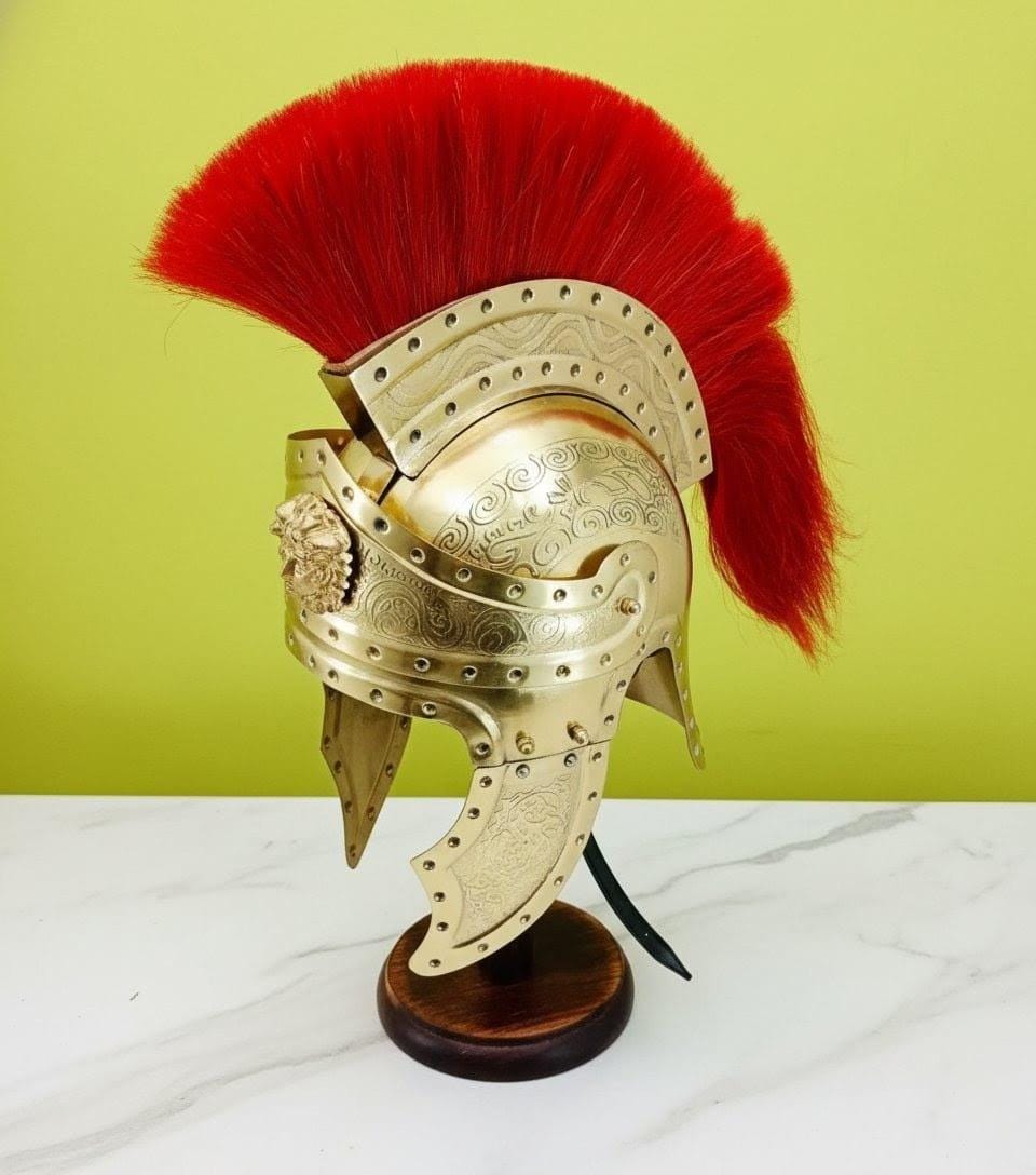 Engraved Roman Centurion Helmet With Wooden Stand, Wearable Steel ...