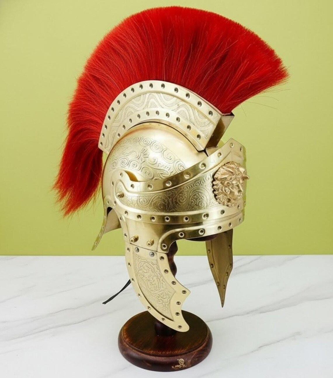 Engraved Roman Centurion Helmet With Wooden Stand, Wearable Steel ...