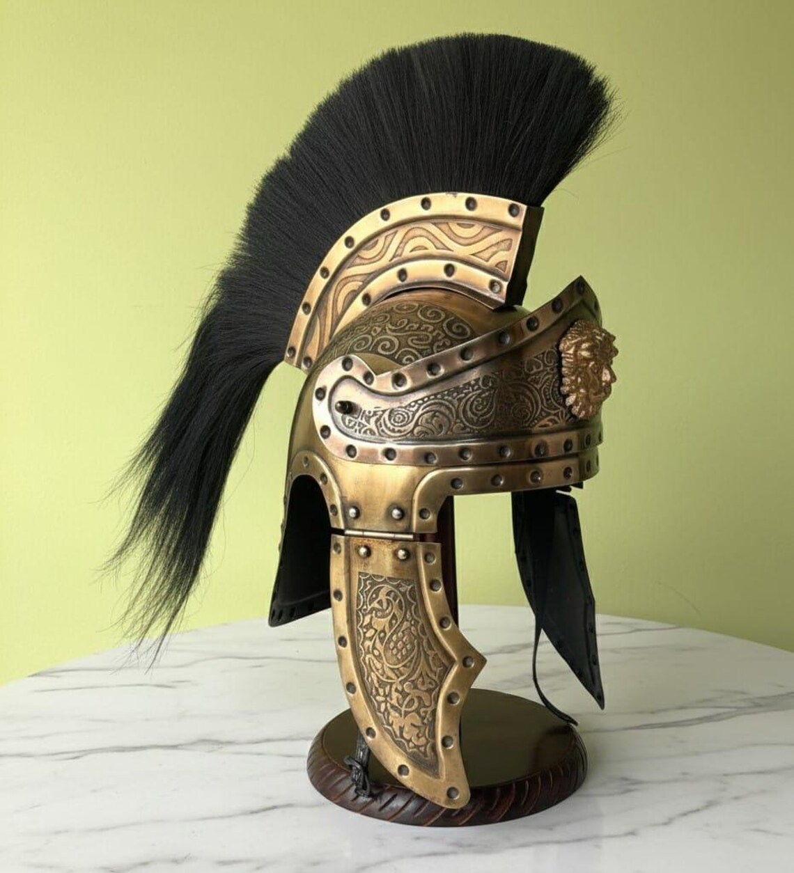 Engraved Roman Centurion Helmet With Wooden Stand, Wearable Steel ...