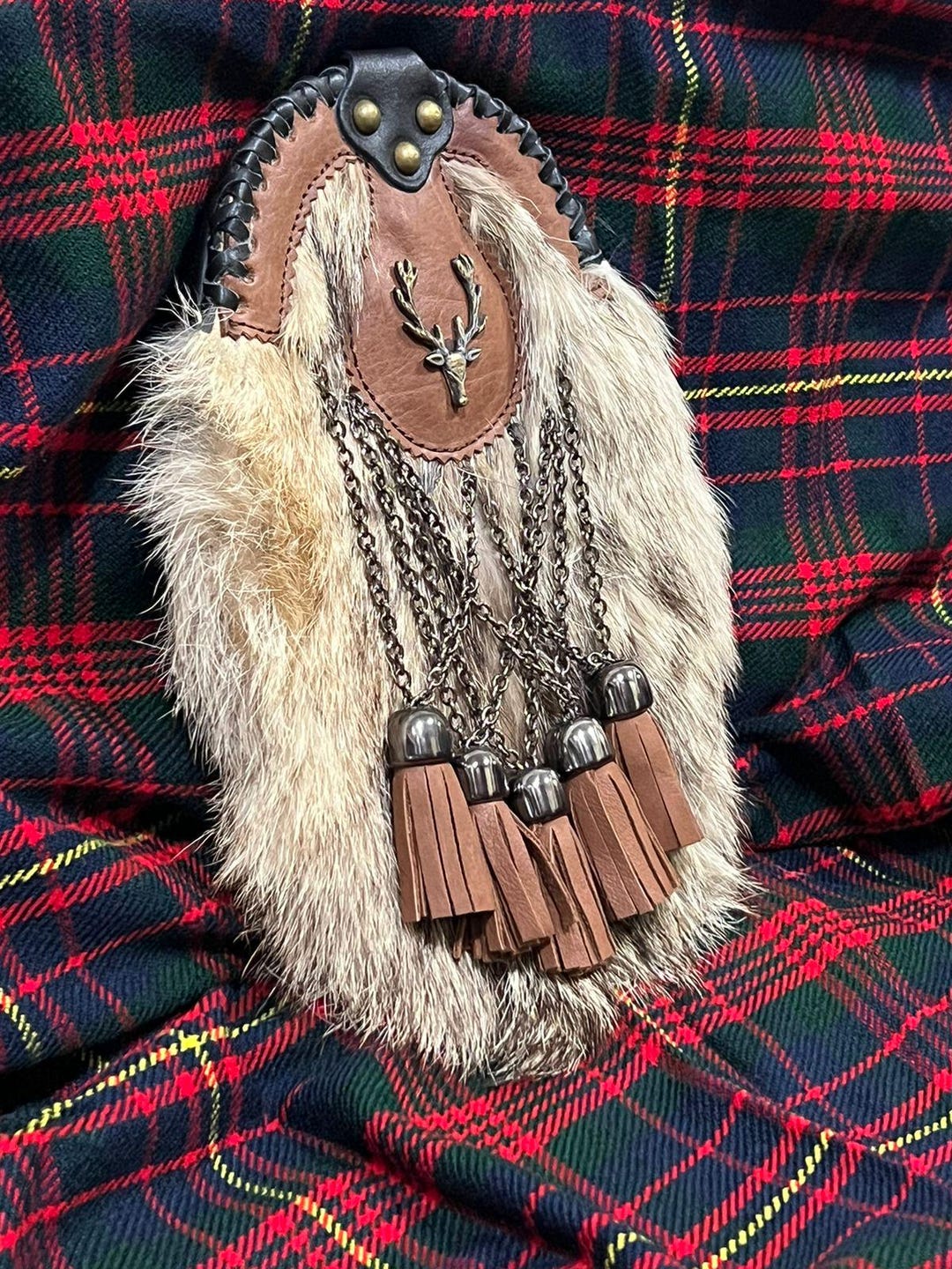 Handmade Scottish Fur Sporran: Stag Emblem Kilt Accessory - Etsy