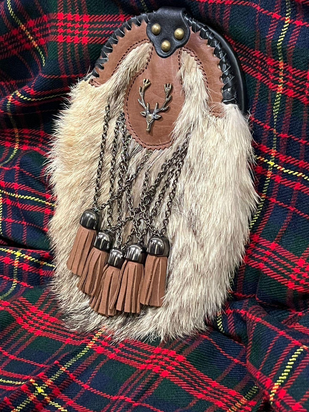 Handmade Scottish Fur Sporran: Stag Emblem Kilt Accessory - Etsy