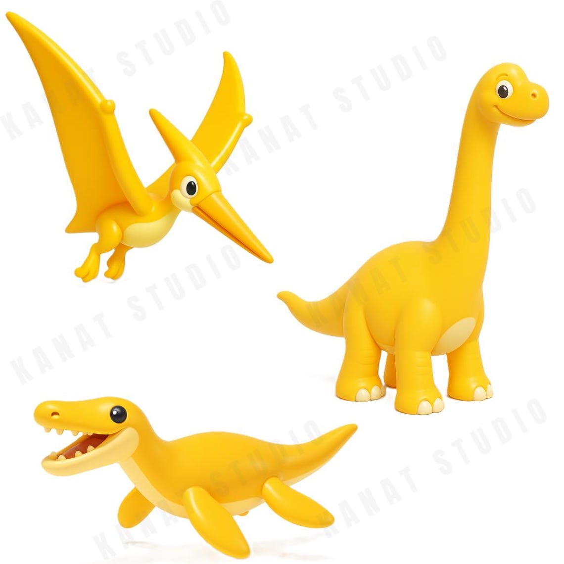 3D Cartoon Dinosaur Clipart Bundle – Dinosaur PNG Set for Kids Projects ...