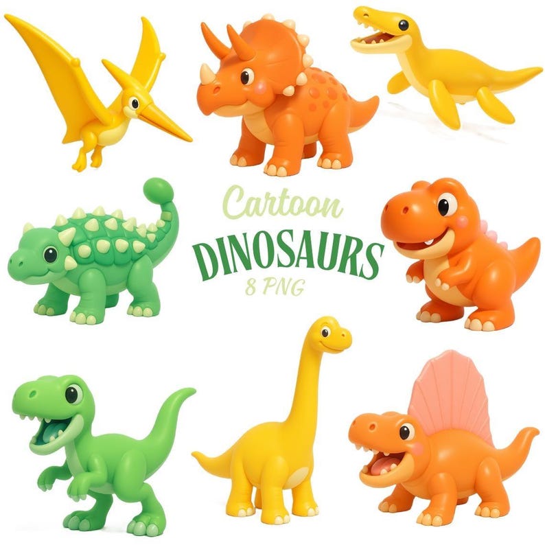 Cute Cartoon Dinosaurs PNG | 3D Dinosaur Clipart | Pixar Style | T-rex ...