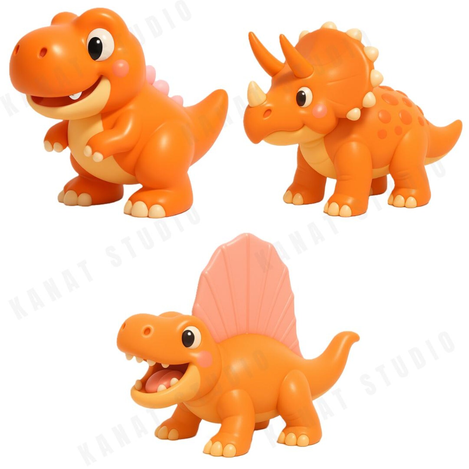 Cute Cartoon Dinosaurs PNG | 3D Dinosaur Clipart | Pixar Style | T-rex ...