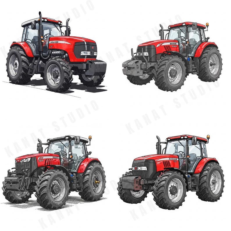 Watercolor Tractor Clipart Set: 25 PNG Farm Vehicle Graphics (digital ...