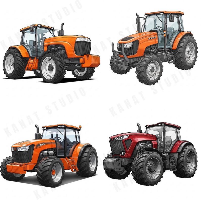 Watercolor Tractor Clipart Set: 25 PNG Farm Vehicle Graphics (digital ...