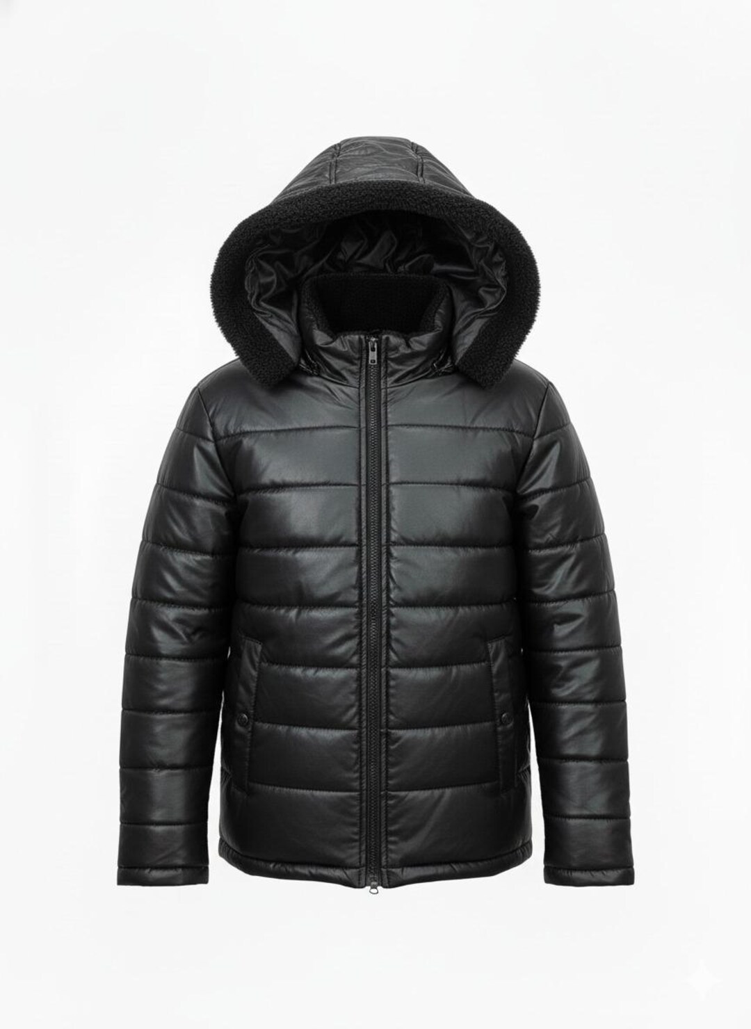 Black Parachute Puffer Jacket With Hood - Warm Winter Parachute Coat ...