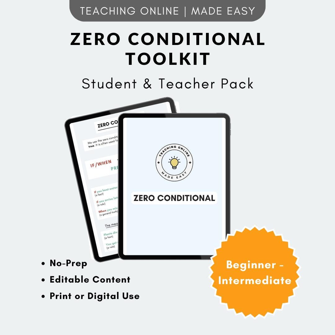 Zero Conditional ESL Grammar Worksheet: Teacher & Student Pack - Etsy
