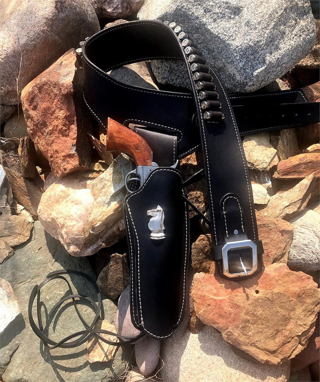 Holsterstore1 Western Leather Cartridge Belt With Ammo Loops and Hammer ...