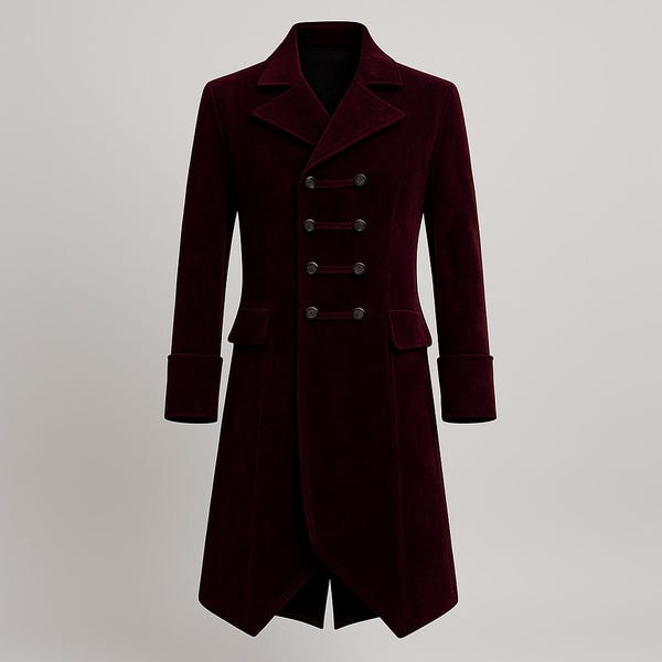 Burgundy Military Coat - Etsy