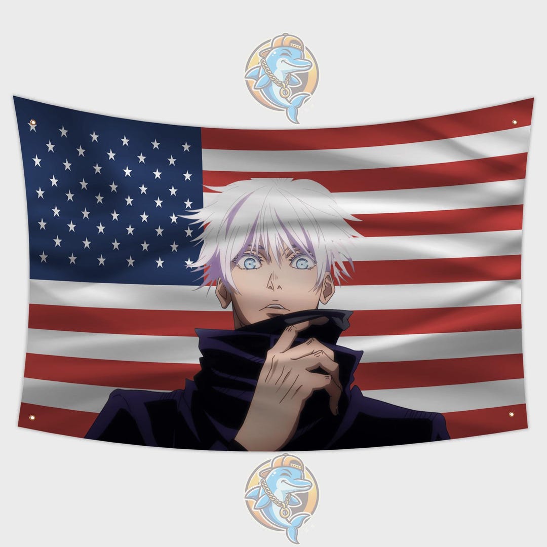 Blindfolded Sorcerer USA Flag – Anime-inspired 3x5ft Patriotic Tapestry ...