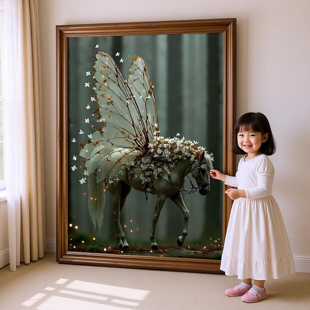 Pebble Dapple Forest Fairy Horse Print | Magical Nursery Wall Art ...
