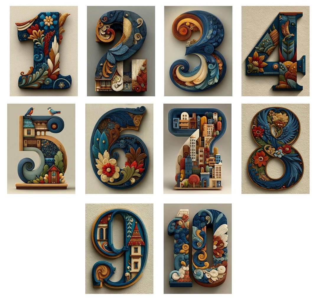 Heirloom Numbers 1-10 Wall Art Set | Vintage Nursery Printable |soft ...