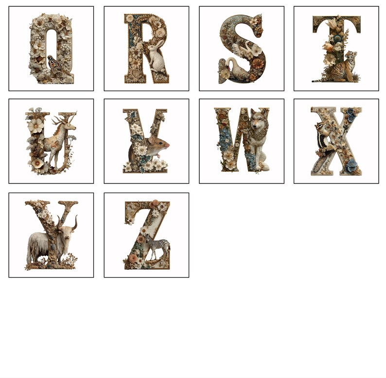 Exclusive Heirloom Alphabet Wall Art Set – One of a Kind Digital ...