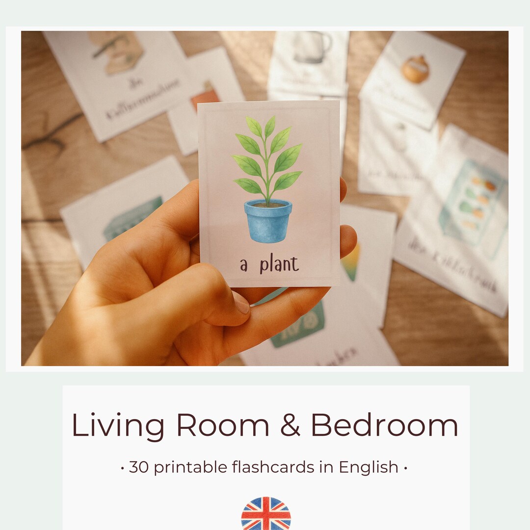Montessori Flashcards: Living Room & Bedroom Vocabulary (PDF Download ...