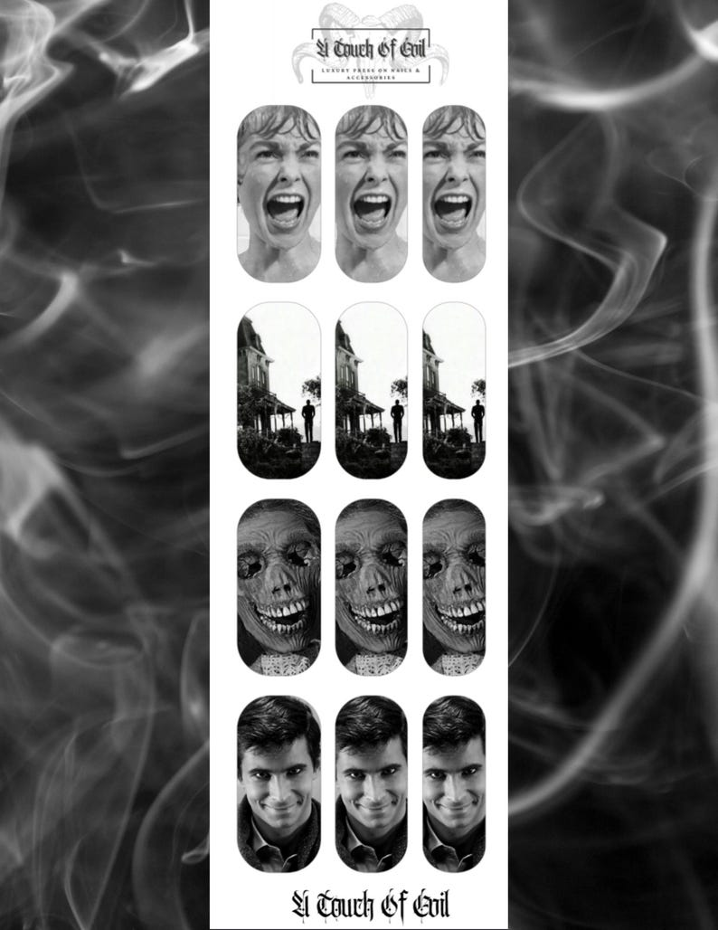 Psycho Inspired Waterslide Nail Decals - Etsy