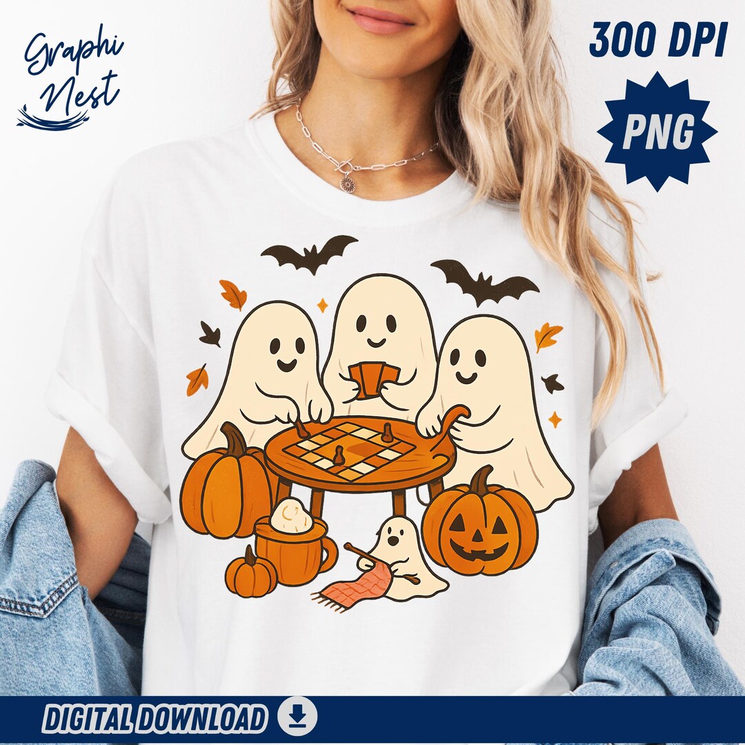 Cute Ghosts Board Game PNG | Cozy Halloween Ghost Friends Clipart ...