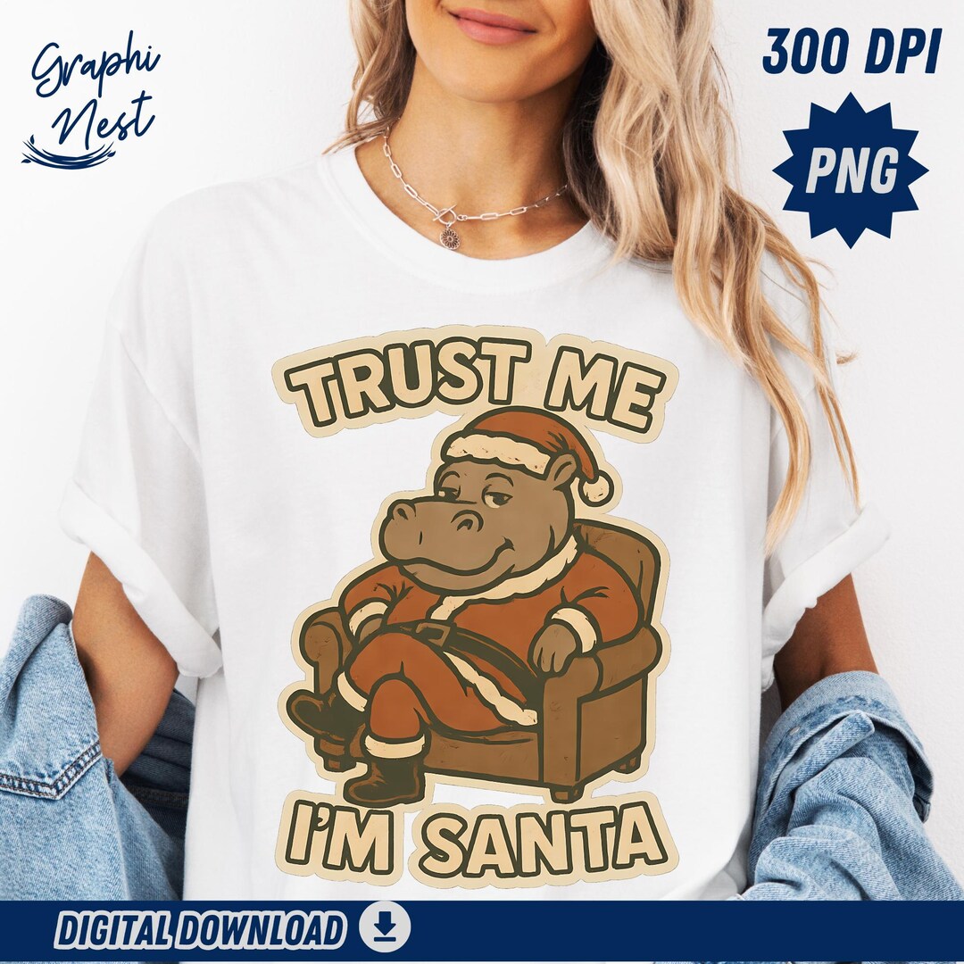 Funny Hippo Santa PNG, Christmas Clipart (digital Download) - Etsy