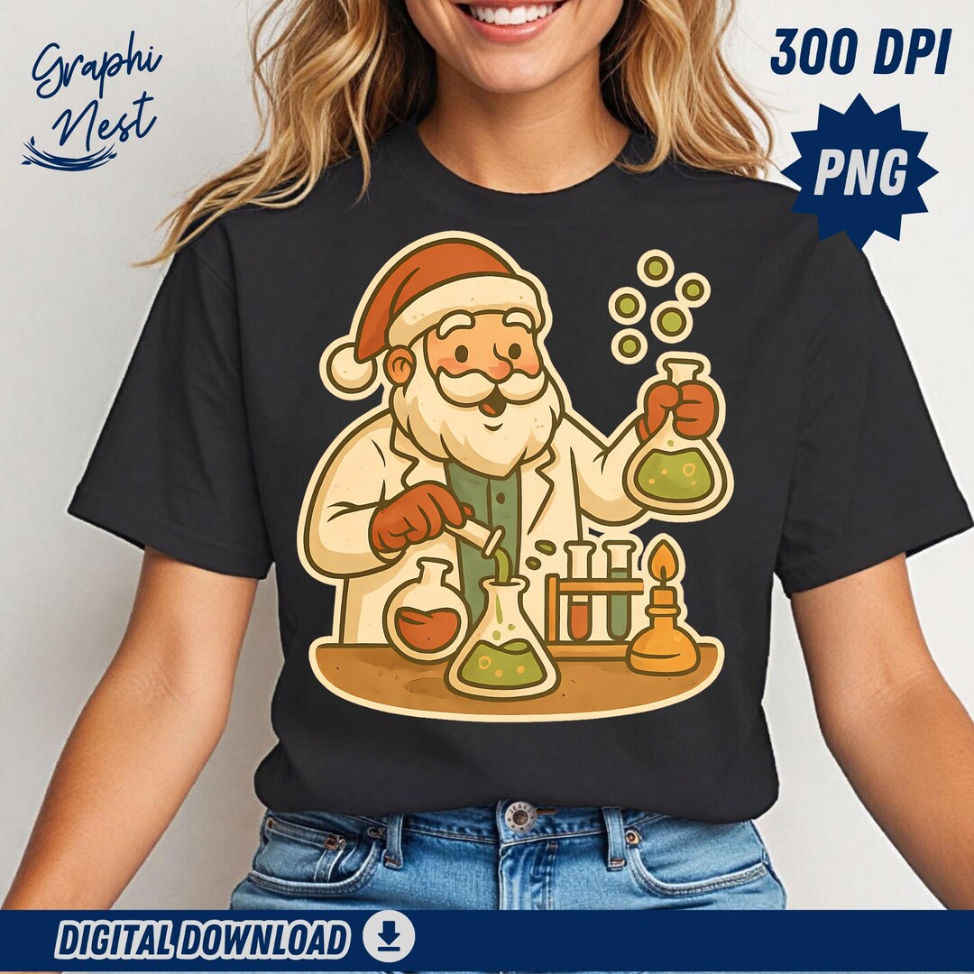 Science Santa PNG | Christmas Chemistry Sublimation Design | Funny Lab ...