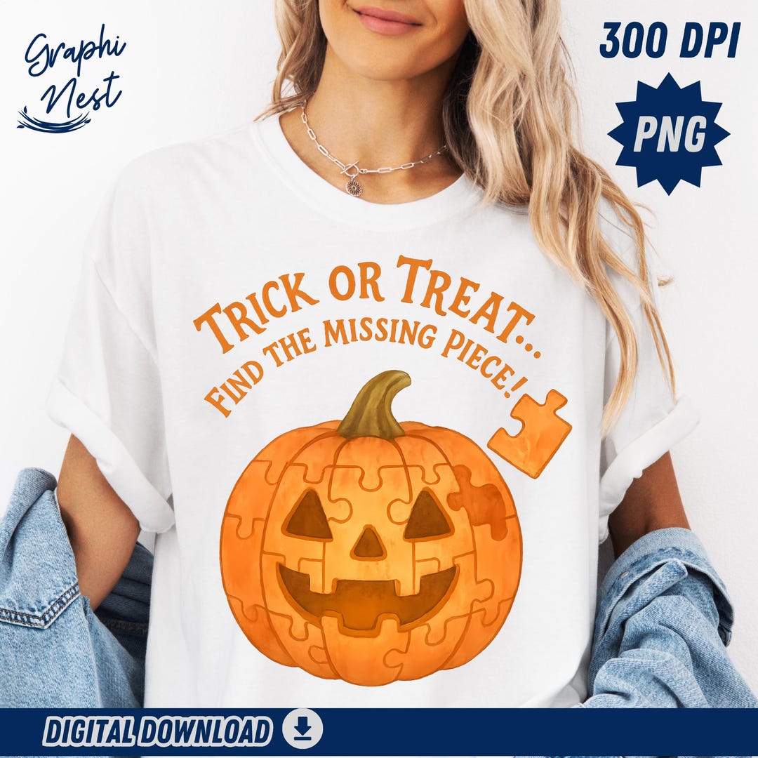 Halloween Pumpkin Puzzle PNG, Trick or Treat Missing Piece Graphic ...