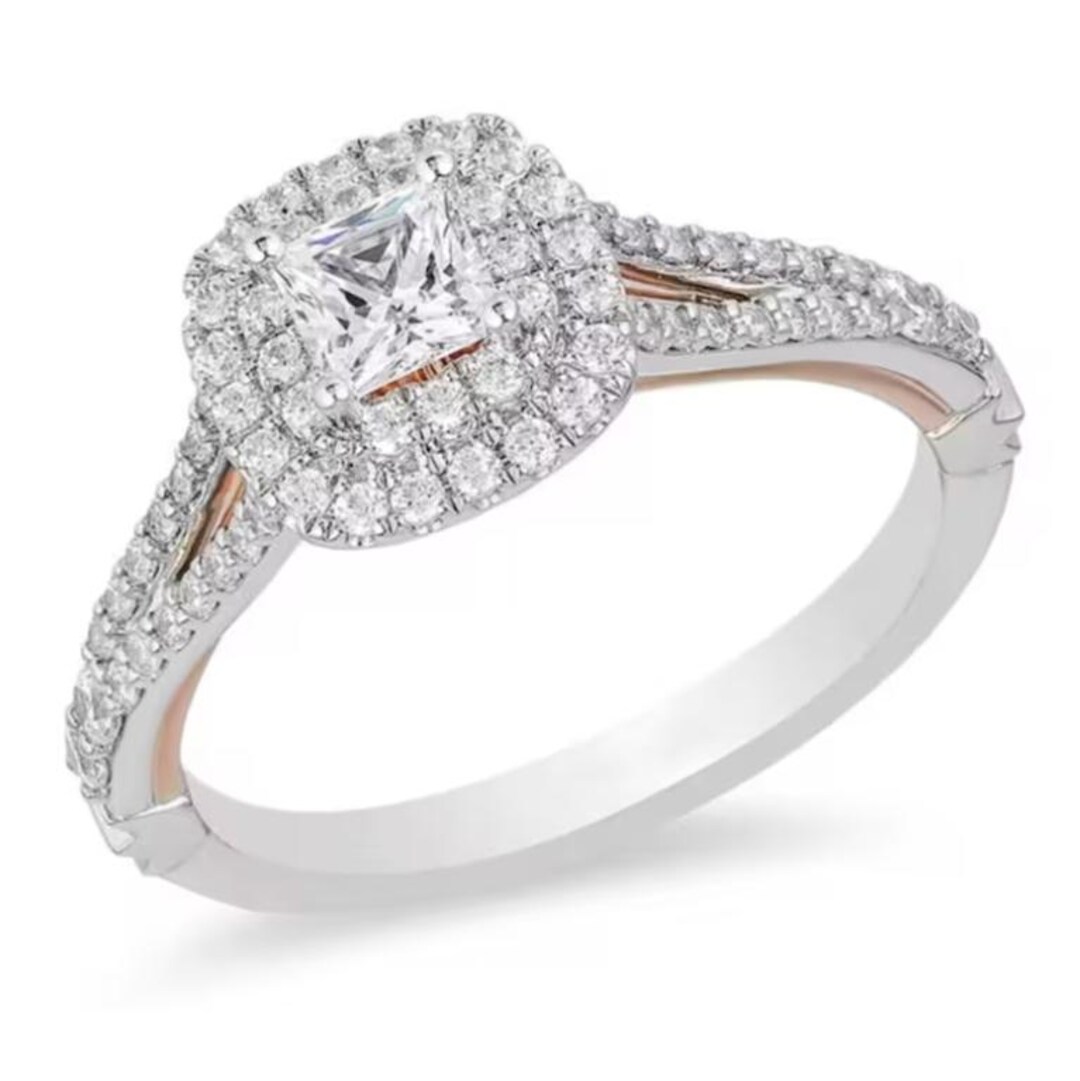 Disney Enchanted, Disney Belle Ring, Princess Cut With Round Dual Halo ...