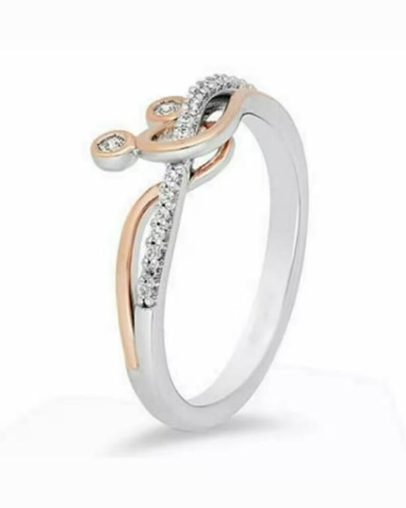 Twisted Mickey Mouse Lab Diamond Ring, Two-tone Gold Engagement Ring - Etsy