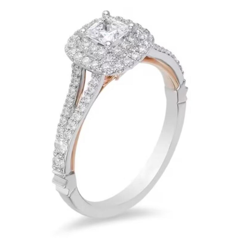 Disney Enchanted, Disney Belle Ring, Princess Cut With Round Dual Halo ...