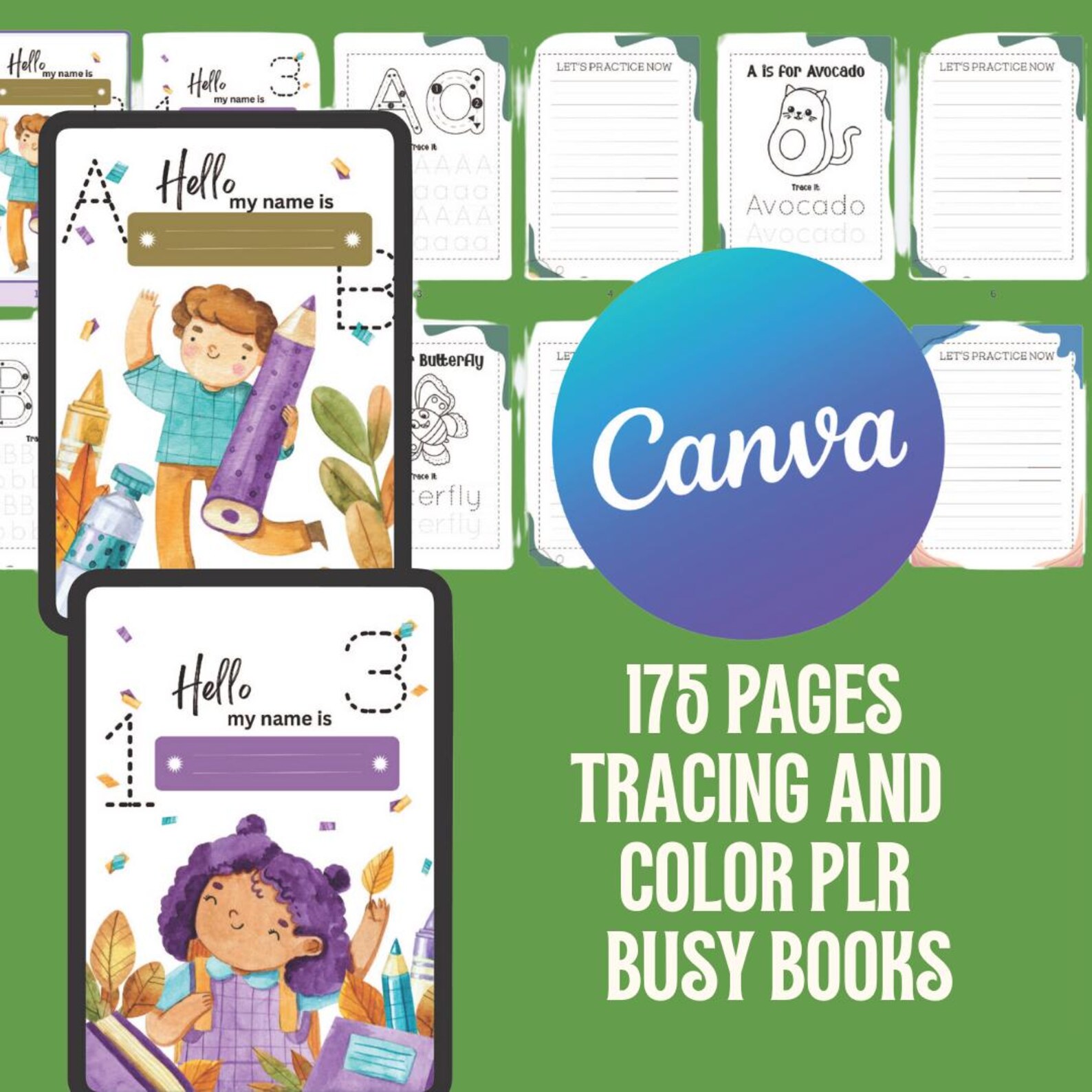 Kids Activity Book Busy Books , Tracing Pads , Editable on Canva, Canva ...