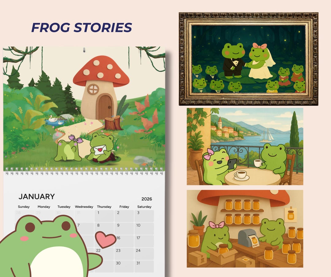 Whimsical Frog Art Calendar 2026 | Nature Lover Gift - Etsy