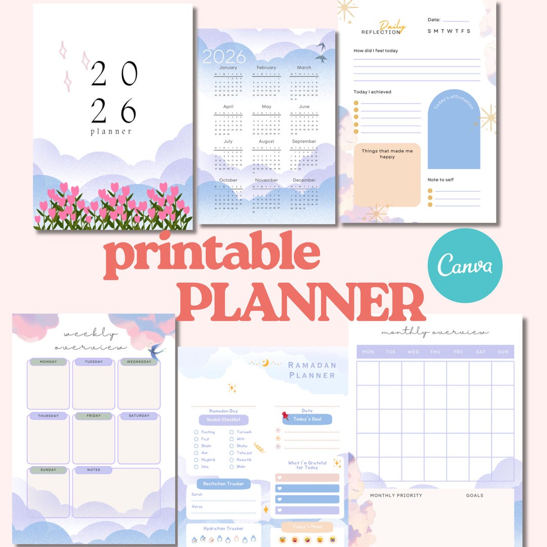 Printable Ramadan Planner | Ramadan Journal | Canva Template + PNG ...