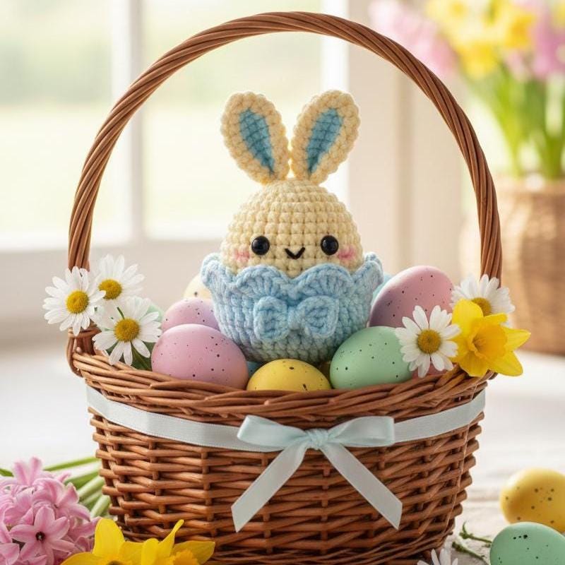 Crochet Bunny Egg Pattern PDF, Bunny in Cracked Shell, Easter Amigurumi ...