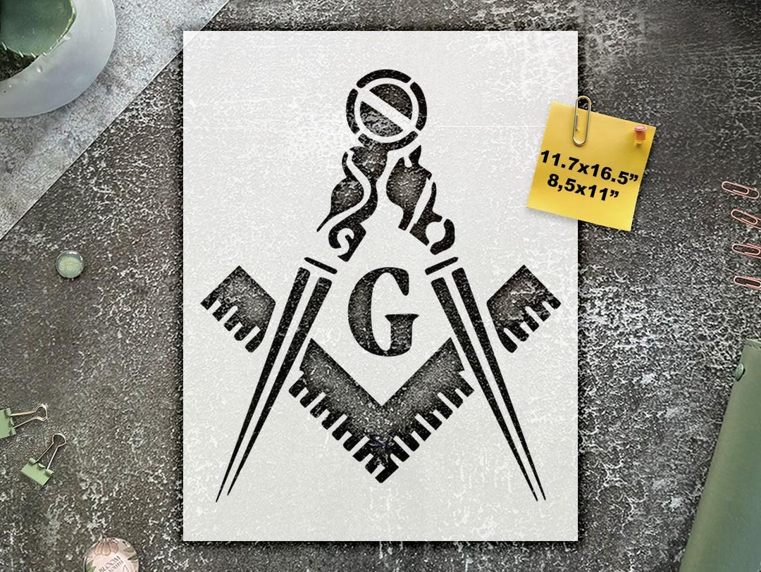 Freemason Masonic Square and Compass Stencil With Letter G, Reusable ...